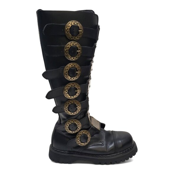 Demonia | Shoes | Demonia Steam 3 Boot Black Leather Steel Toe Knee ...